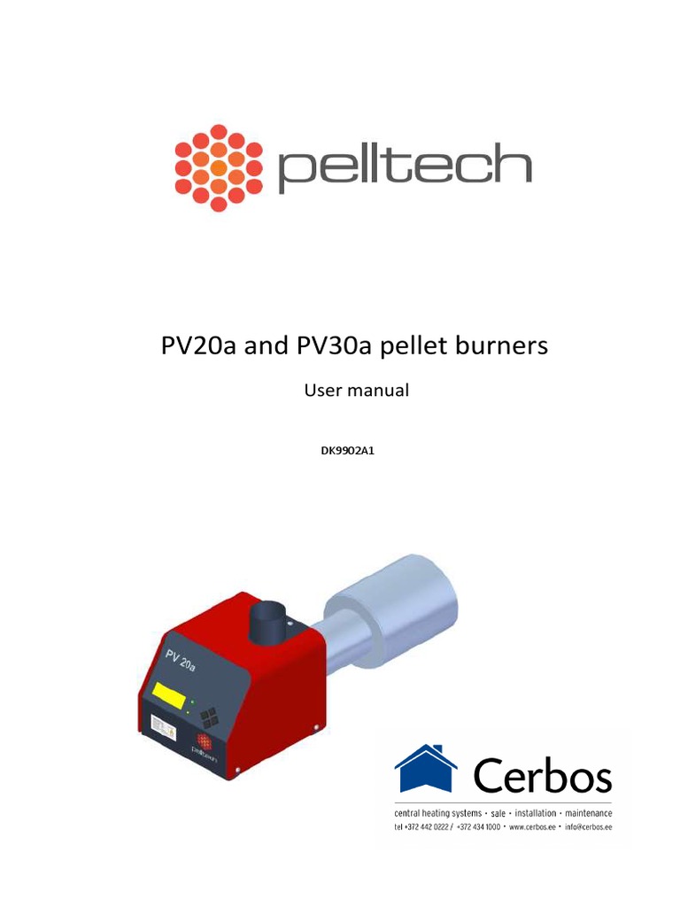 Pelltech Pellet Burner PV20a PV30a User Manual | PDF | Thermostat | Chimney