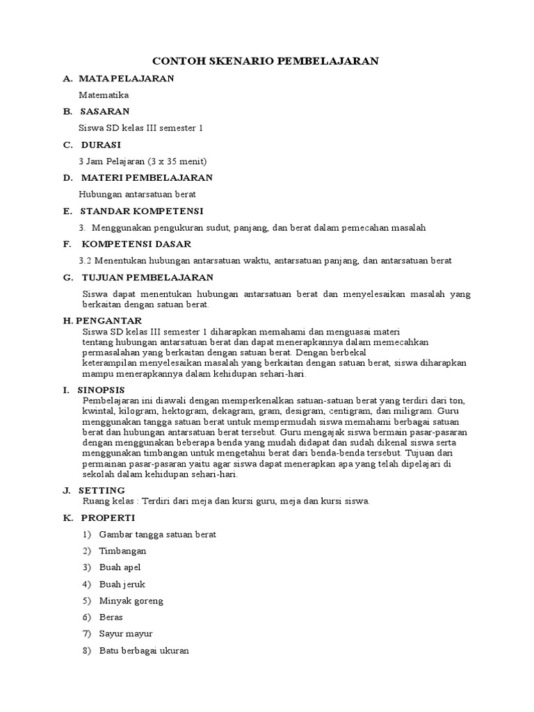 Contoh Skenario Pembelajaran | PDF