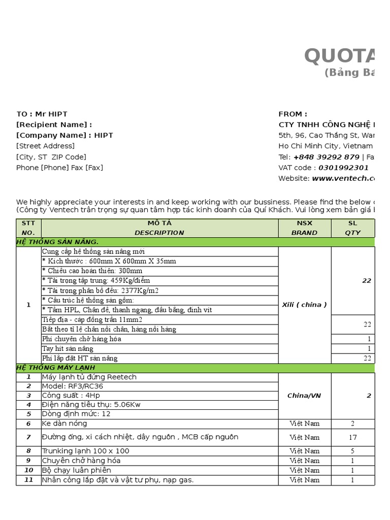 Quotation Server Room | PDF