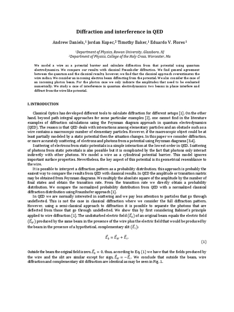 Diffraction and Interference in QED | PDF | Quantum Electrodynamics | Diffraction