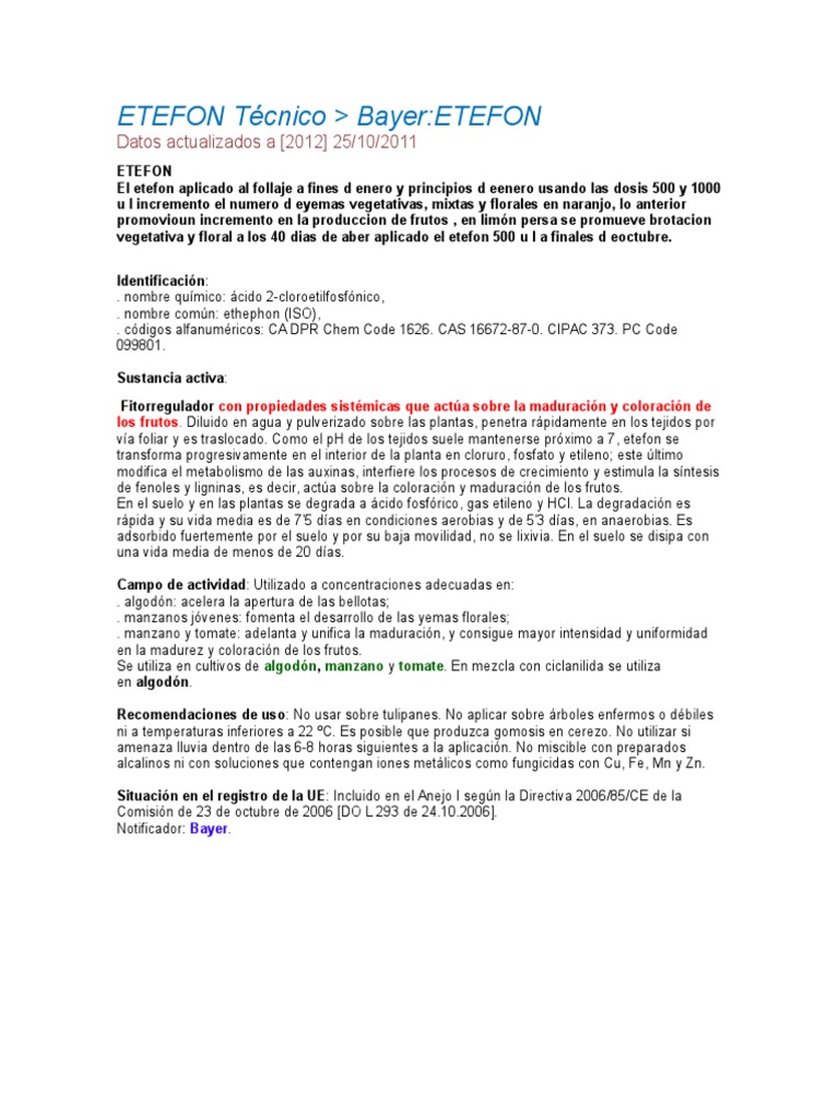 ETEFON Técnico | PDF | Flores | Aceituna