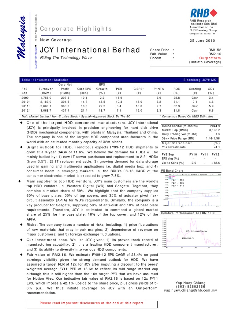 JCY International Berhad - Riding The Technology Wave - 25/6/2010 | PDF ...