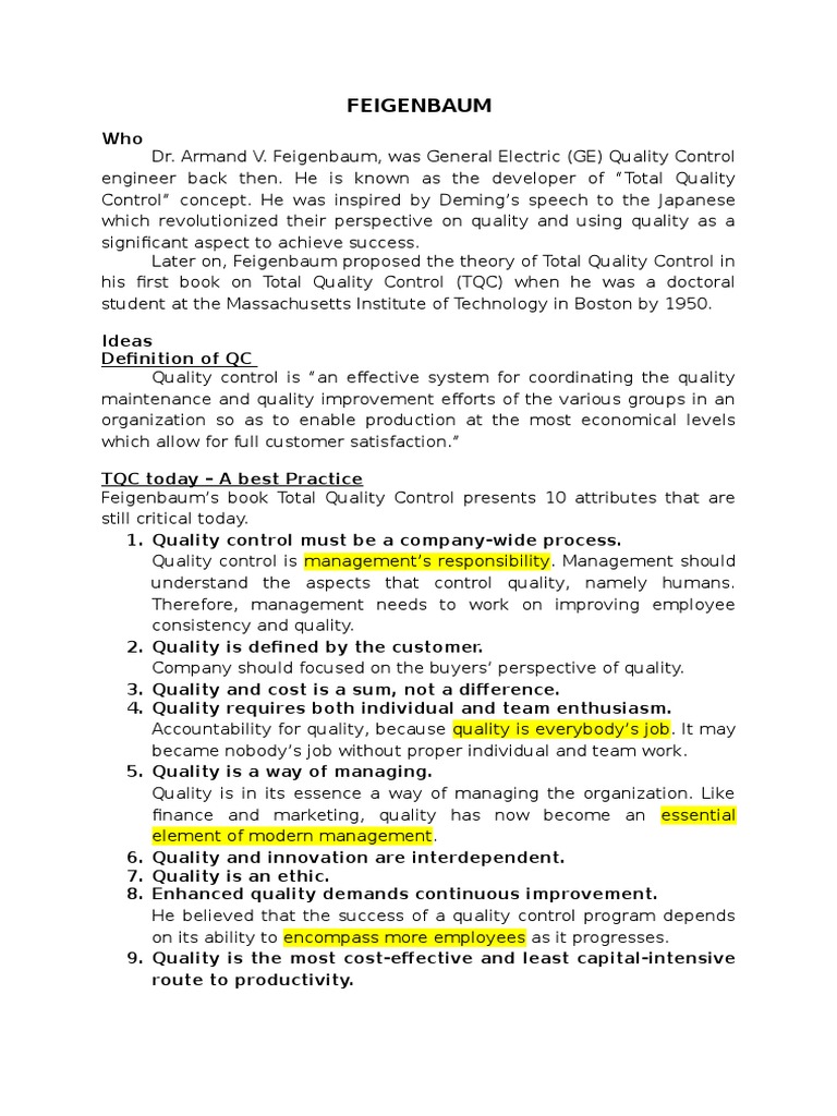 FEIGENBAUM + Ishikawa + Taguchi | PDF | Loss Function | Quality (Business)
