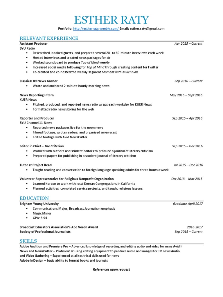 Resume Esther Raty 2017 1 | PDF
