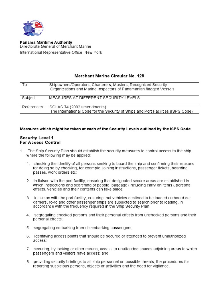 Merchant Marine Circular No. 128: Panama Maritime Authority | PDF ...