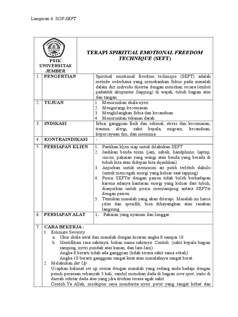 Lampiran 6 Sop Seft | PDF