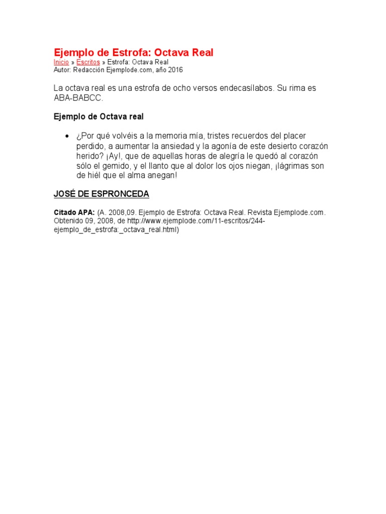 Ejemplo de Estrofa Octava Real | PDF | Forma poética | Fonética
