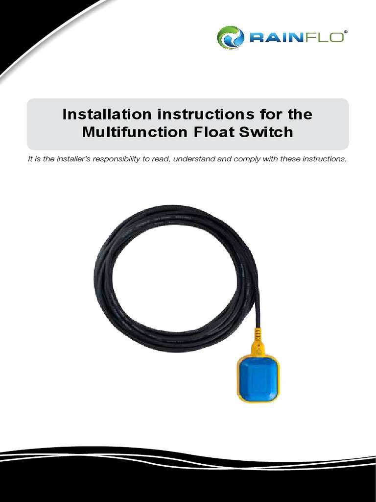 RainFlo Float Switch Manual | PDF | Switch | Vacuum Tube