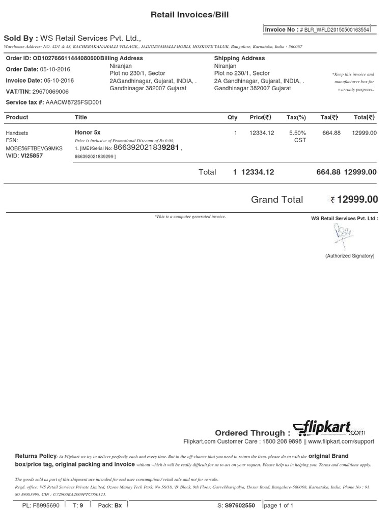 Retail Invoices/Bill: Grand Total | PDF | Invoice | Economies