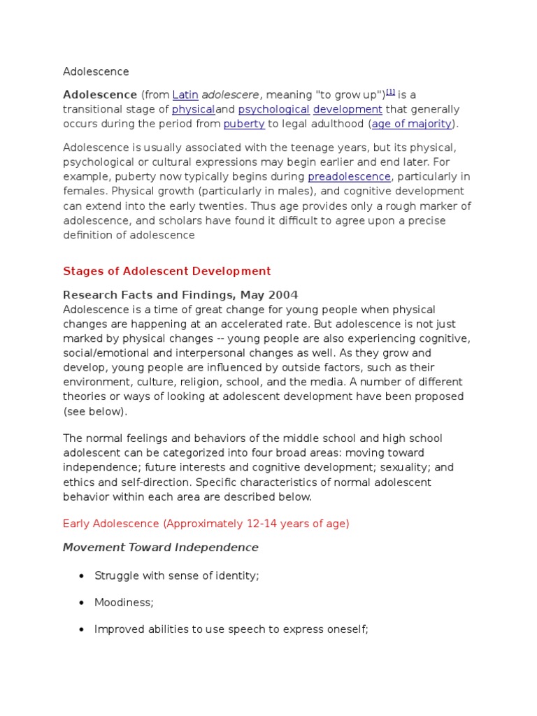 Adolescence | PDF | Child Development | Relationships