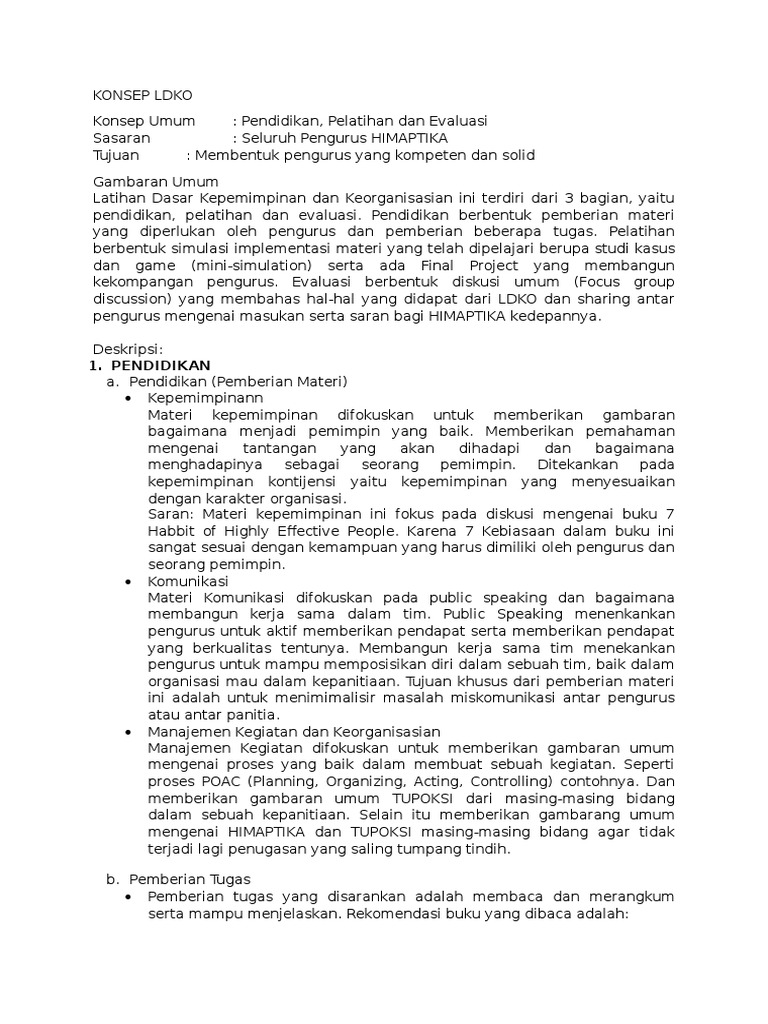 Contoh KONSEP LDKO | PDF