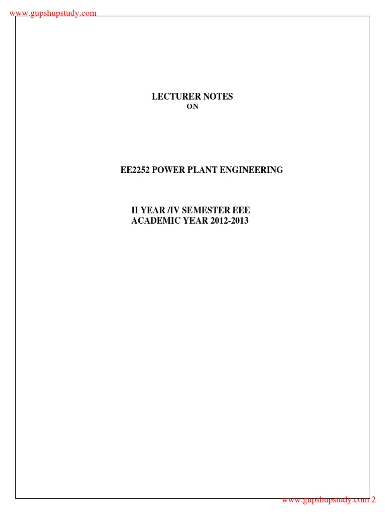 EE2252 Power Plant Engineering Lecture Notes | PDF | Boiler | Nuclear ...