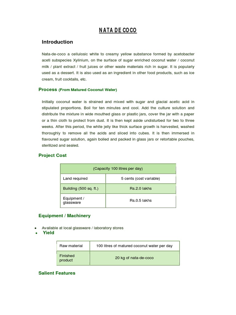 Nata de Coco | PDF | Coconut | Sugar