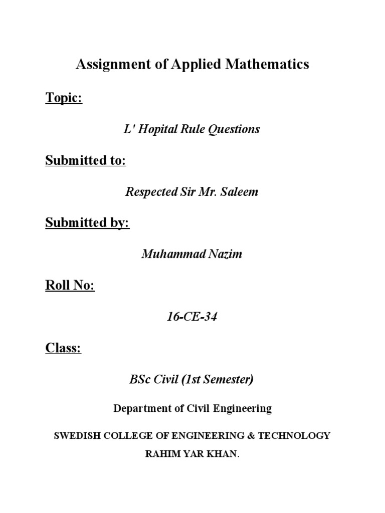 Assignment Fornt Page-1 | PDF
