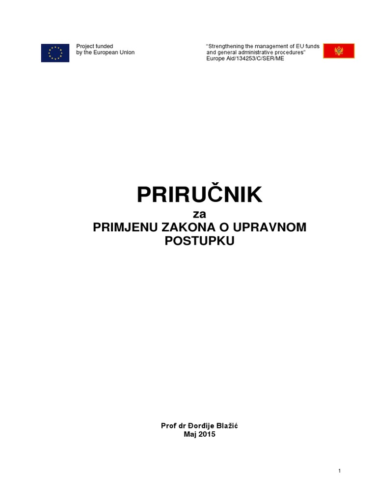 Priručnik Za Primjenu Zakona o Upravnom Postupku | PDF