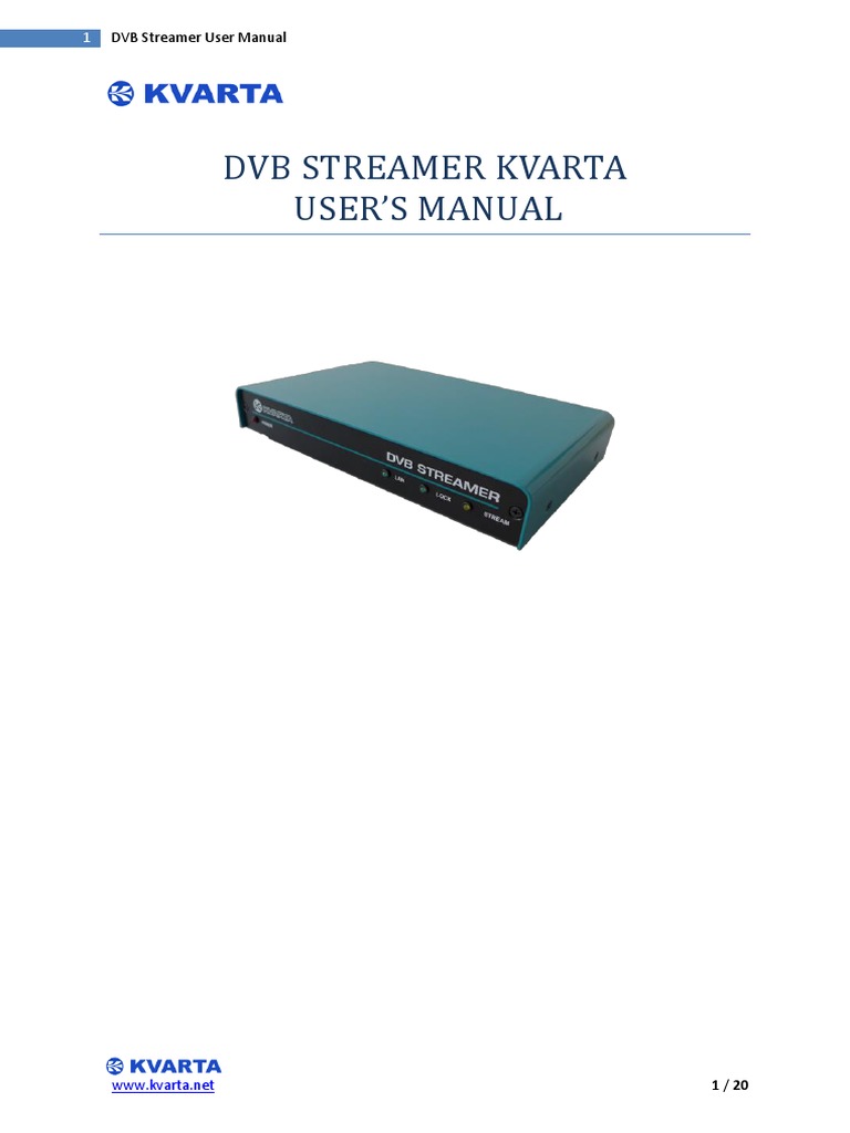 DVB Streamer User Manual | PDF | Port (Computer Networking) | Ip Address