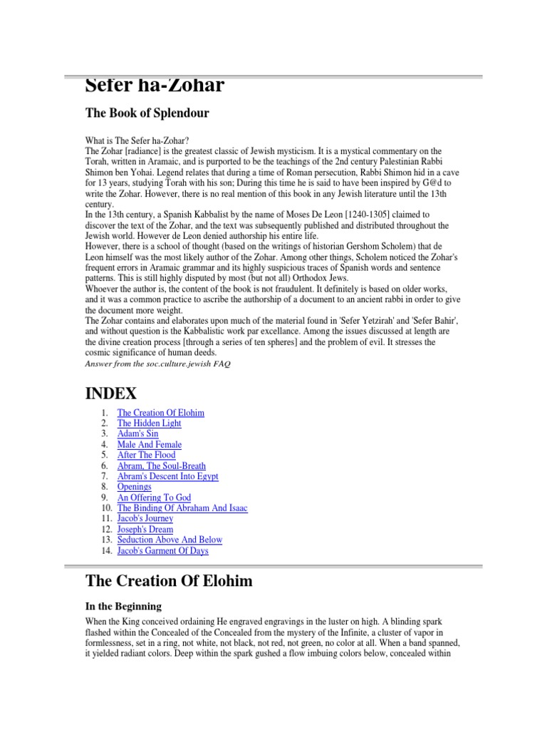 Sefer ha-Zohar: Jewish Mysticism Explained | PDF | Zohar | Adam