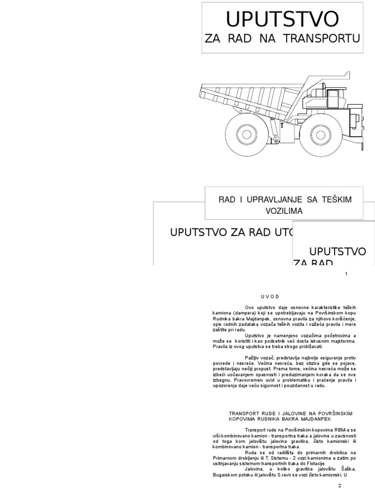 Uputstvo Za Rad Na Transportu | PDF