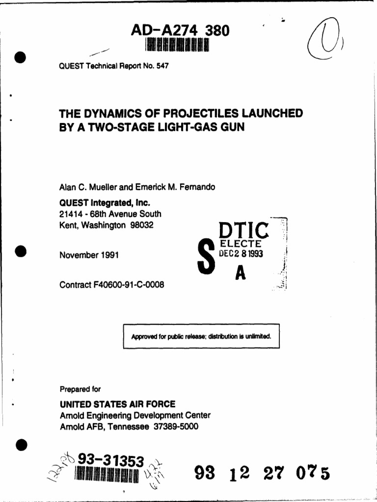 Mle LH: The Dynamics of Projectiles Launched by A Two-Stage Light-Gas ...