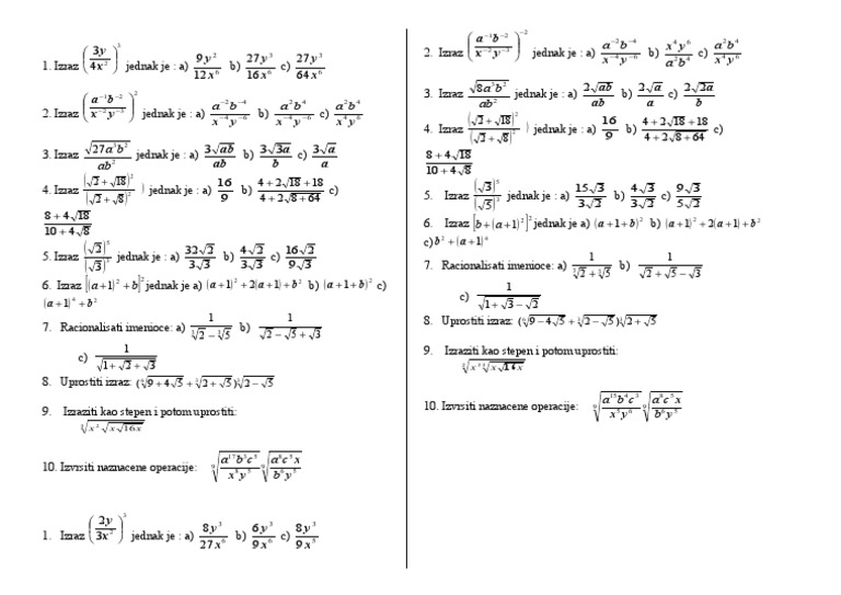 Stepeni I Koreni | PDF