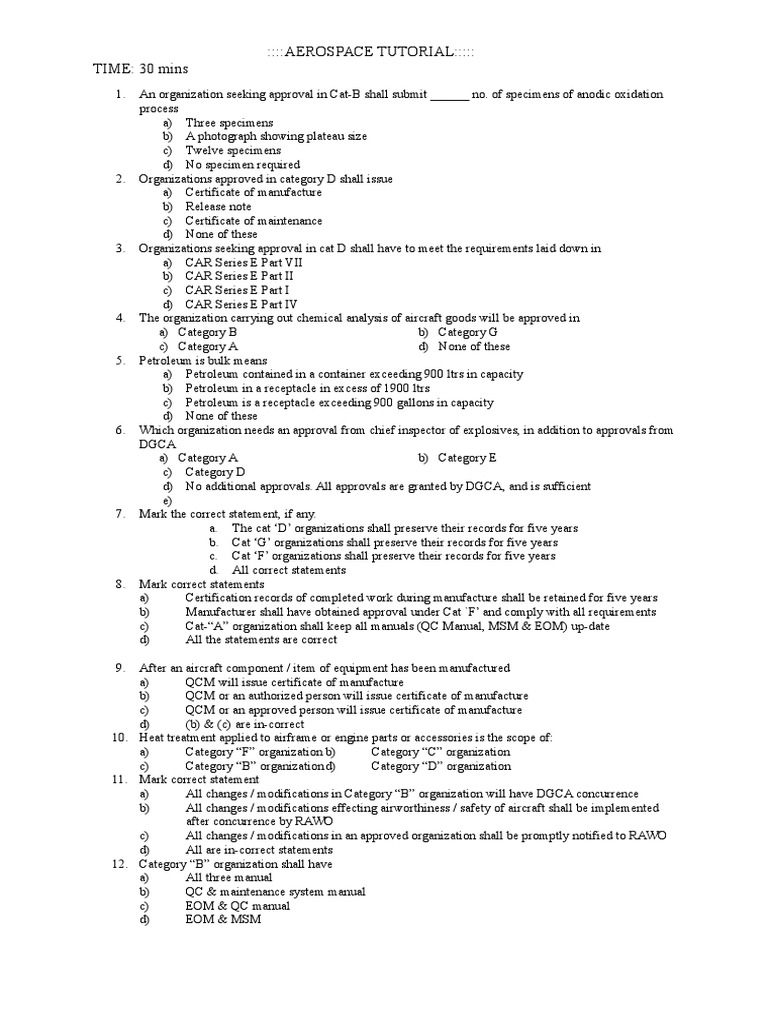AEROSPACE TUTORIAL::::: TIME: 30 Mins | PDF | Business