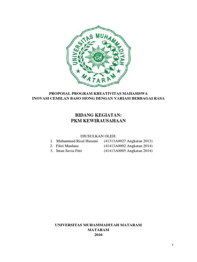 Contoh Cover PKM | PDF