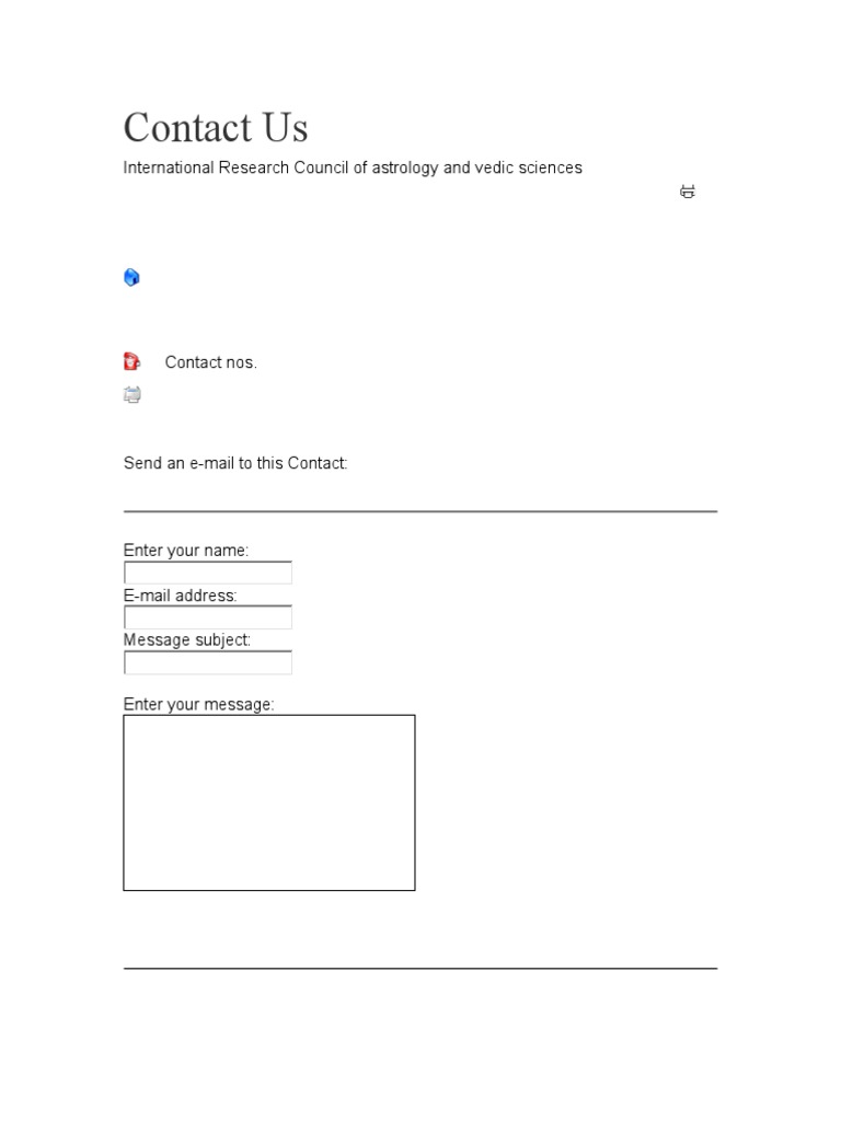 IRC Contact Us Page - International Research Council | PDF