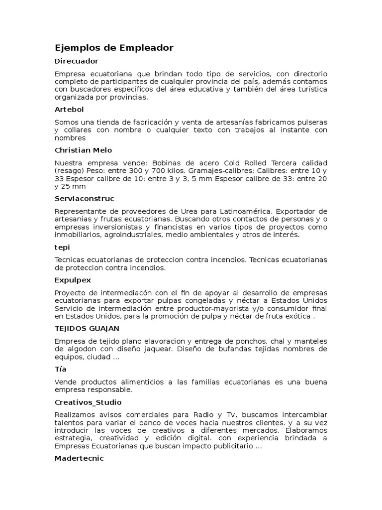 Ejemplos de Empleador | PDF | Business