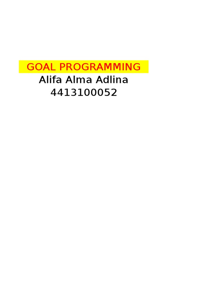 Goal Programming (Practical Management Science) | PDF | Business ...