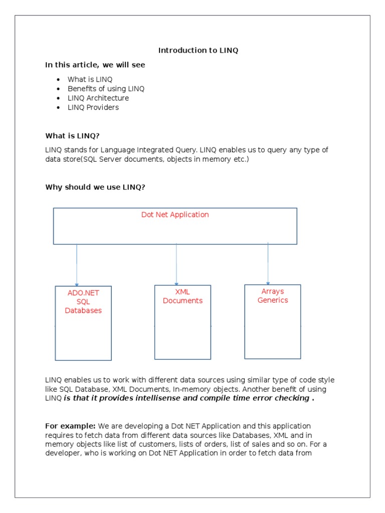 Introduction To LINQ | Download Free PDF | Language Integrated Query | Databases