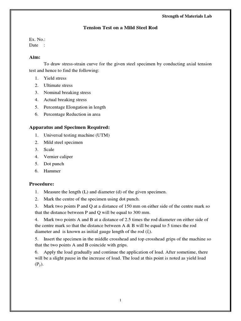Experiments - SOM Strength of Materials Lab Experiments | PDF ...