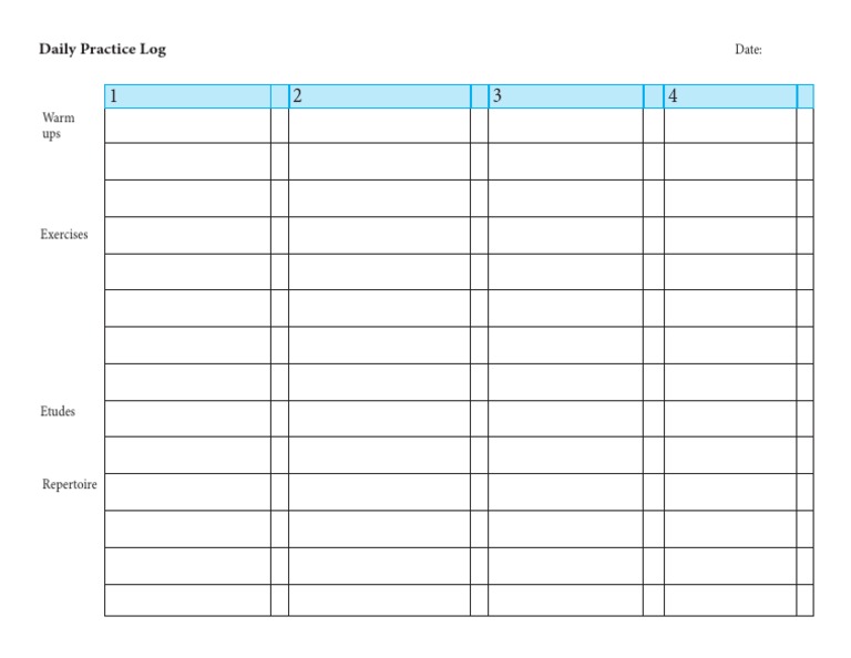 Daily Practice Log Template PDF | PDF
