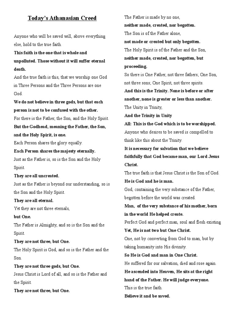 Modern Athanasian Creed | PDF
