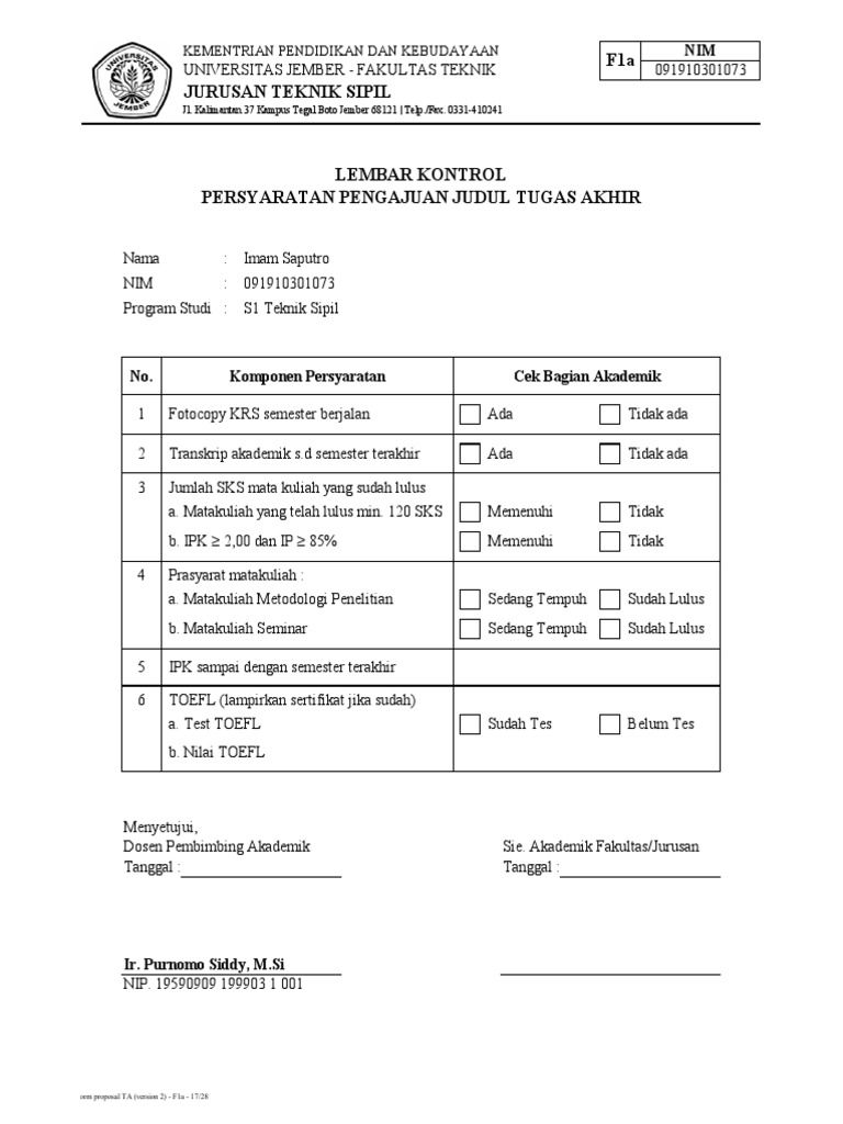 Form Proposal TA (Version 2) | PDF