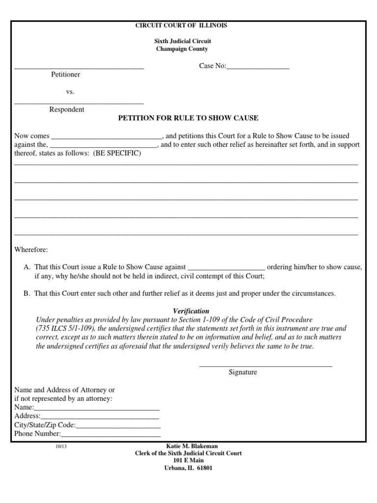 Rule To Show Cause Packet | PDF | Order To Show Cause | Circuit Court