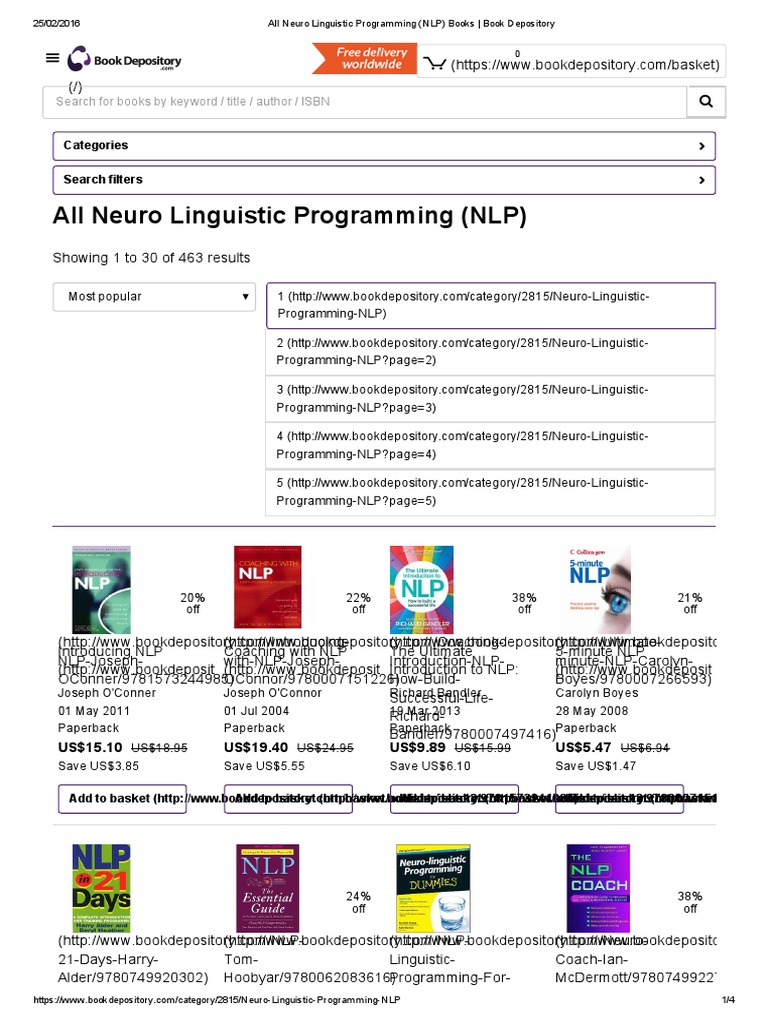 All Neuro Linguistic Programming (NLP) Books - Book Depository | PDF | Neuro Linguistic ...