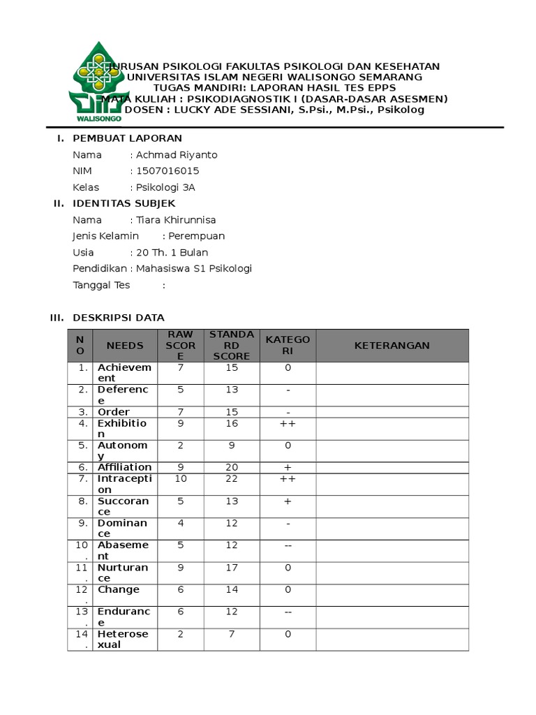Format Laporan Epps | PDF