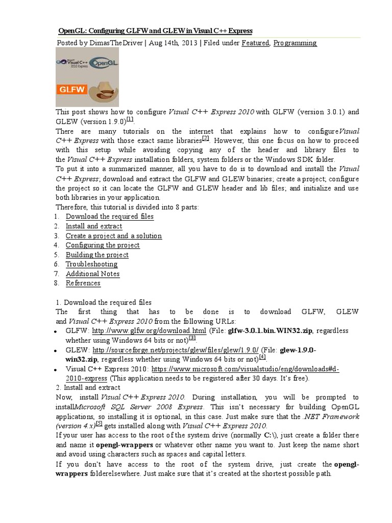 Opengl Configuring GLFW and Glew | PDF | Library (Computing ...
