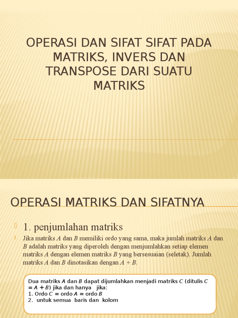 Operasi Dan Sifat Sifat Pada Matriks, Invers