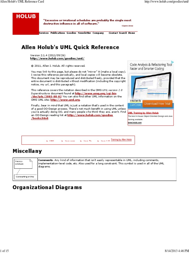 Allen Holub's UML Reference Card | PDF | Class (Computer Programming ... Allen Holub's UML Reference Card | PDF | Class (Computer Programming ...