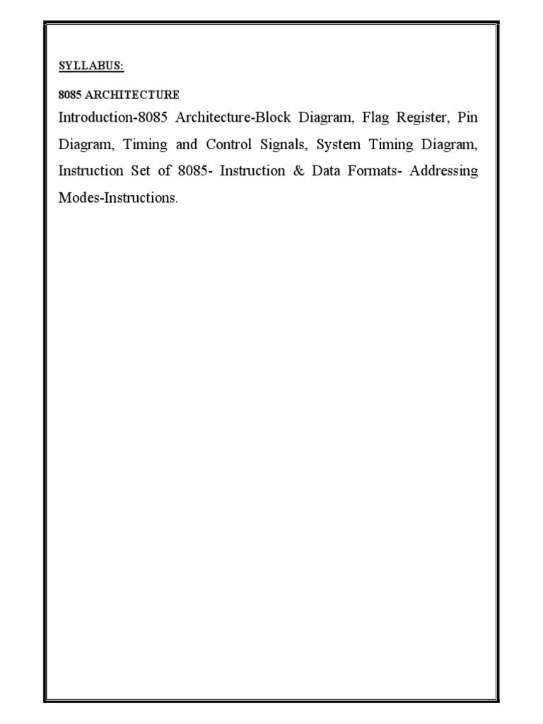 Syllabus: 8085 Architecture | PDF | Instruction Set | Central Processing Unit