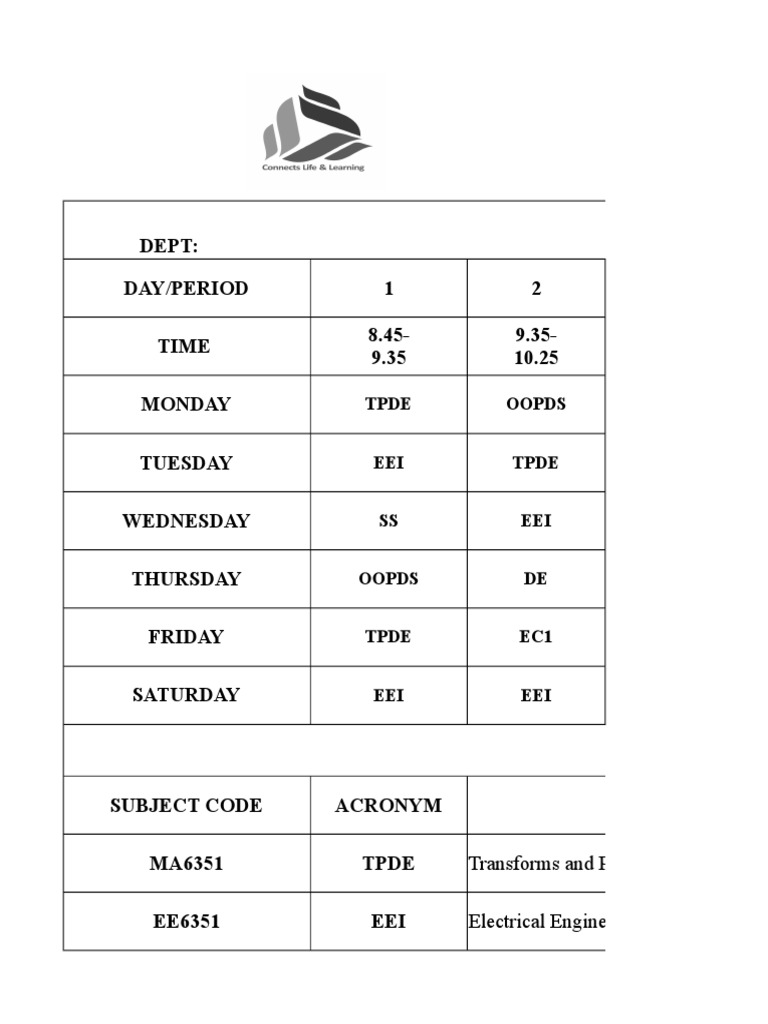 2nd Ece Timetable | PDF