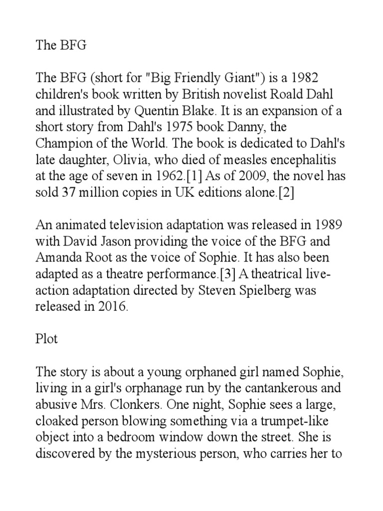 The BFG | PDF | Leisure