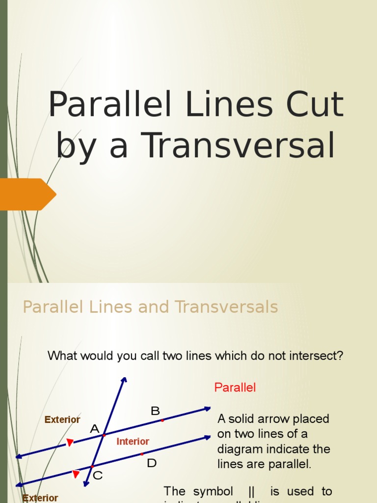 Parallel Lines Cut by A Transversal | PDF | Elementary Geometry | Geometry
