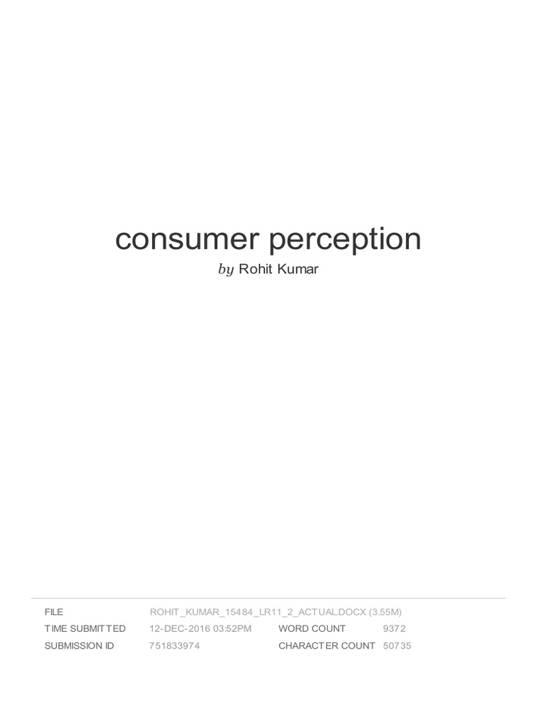 Consumer Perception | PDF
