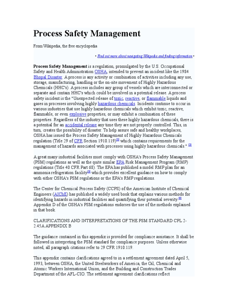 Process Safety Management | PDF | Safety | Occupational Safety And Health