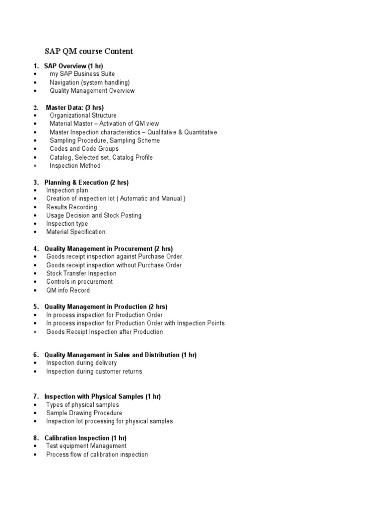 SAP QM Course | PDF