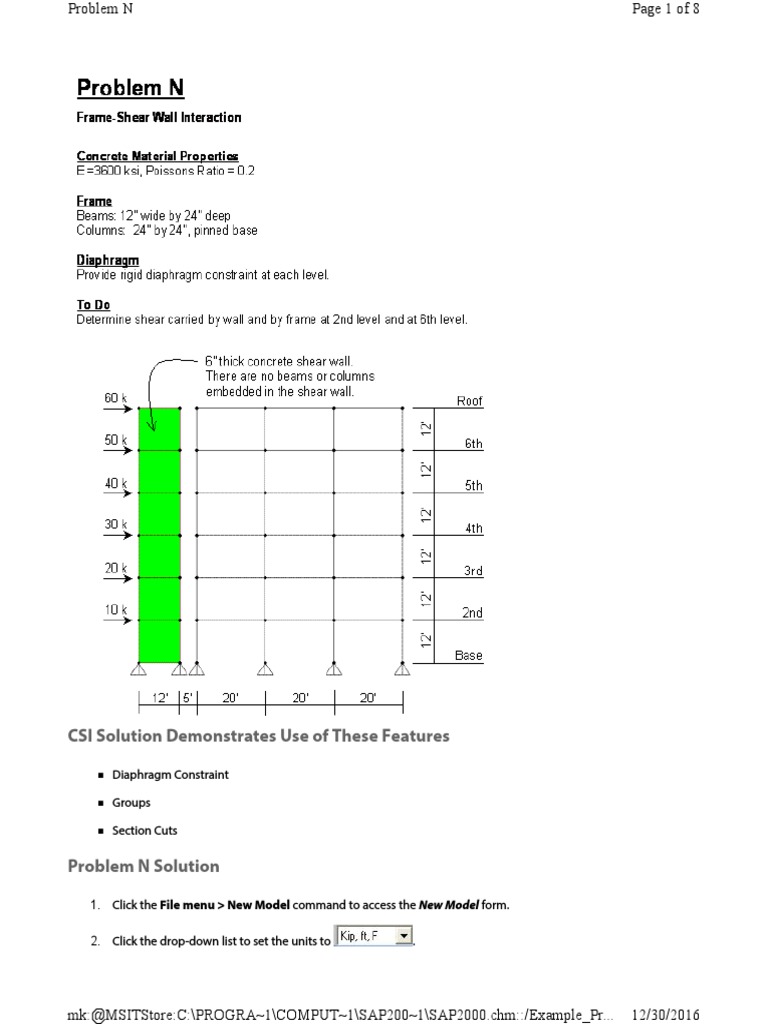 CSI Solution Demonstrates Use of These Features: Diaphragm Constraint ...