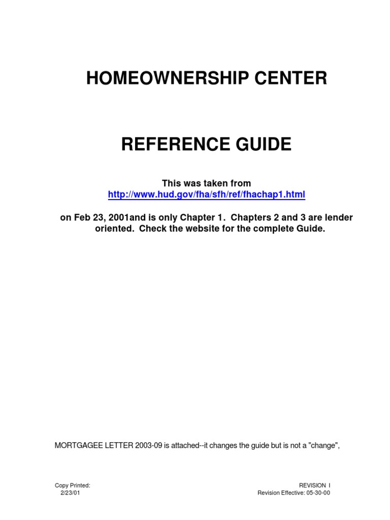 FHA Reference Guide | PDF | Federal Housing Administration | Real ...