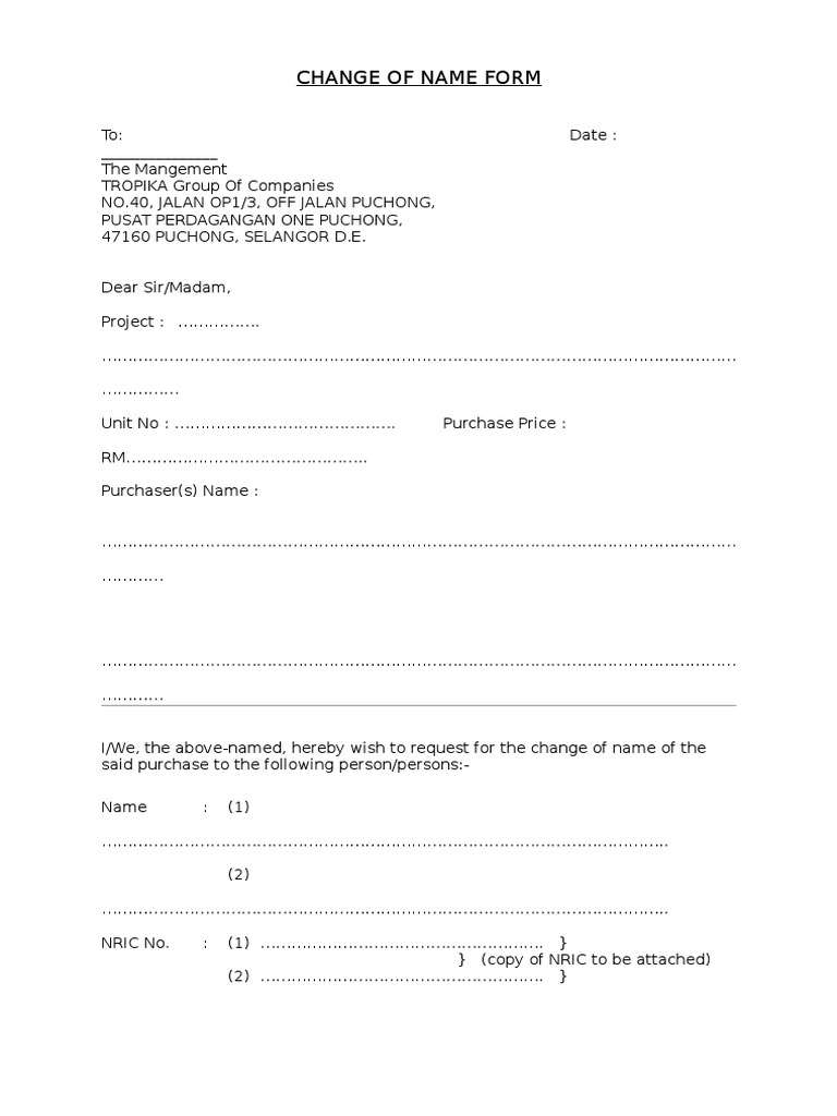 Form - Change of Name | PDF
